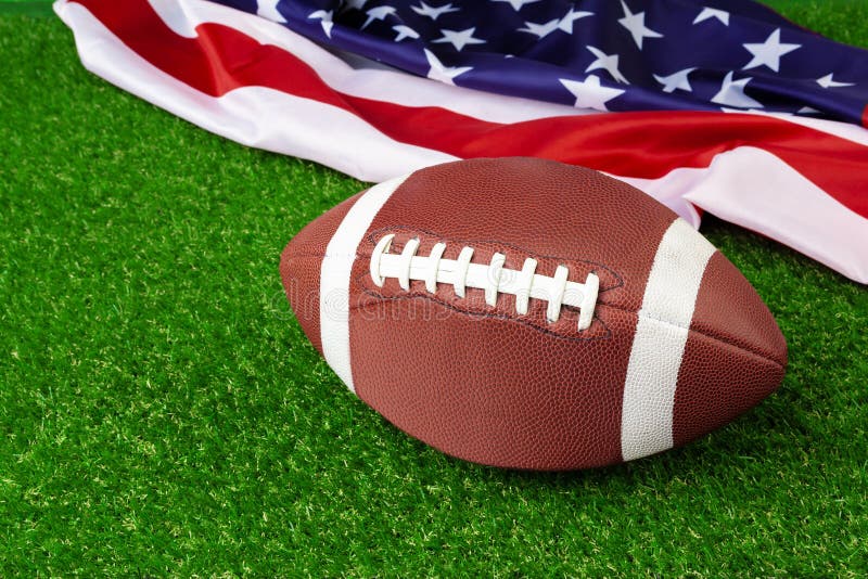American Game Rugby Ball on Grass Close Up Stock Image - Image of ...