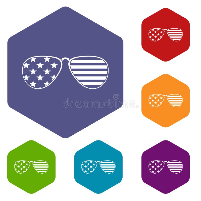 American Glasses Icons Set Hexagon Stock Vector - Illustration of ...