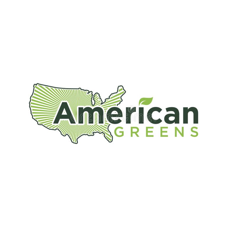 American Greens Logo Design Featuring US Map and Leaf Stock Vector ...
