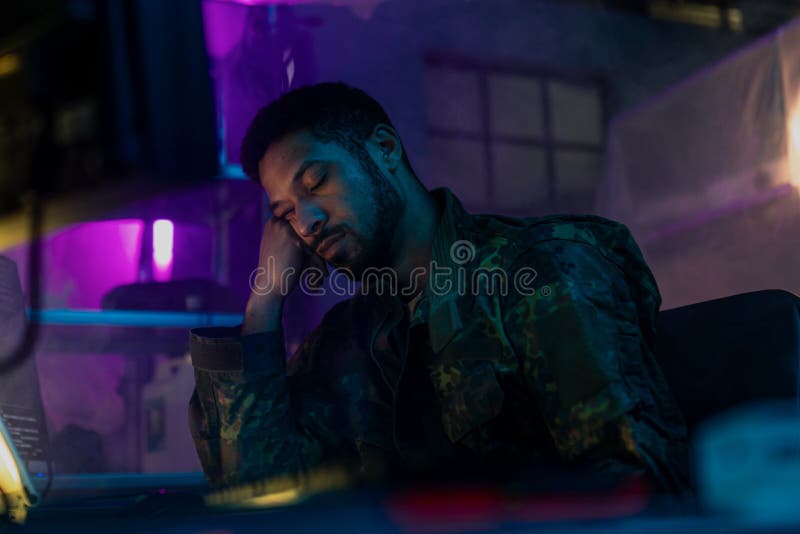 American Hacker in Military Unifrorm on Dark Web, Cyberwar Concept ...