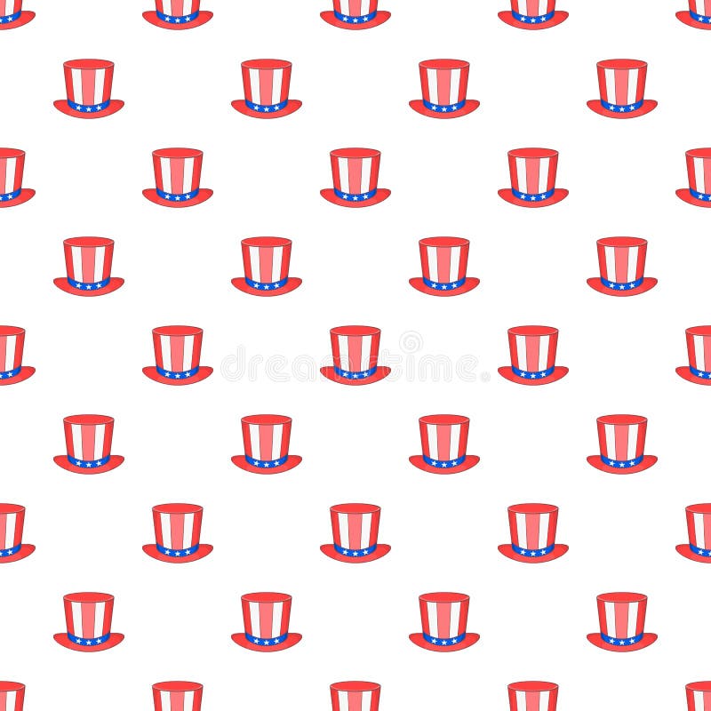 American Hat Pattern, Cartoon Style Stock Vector - Illustration of ...