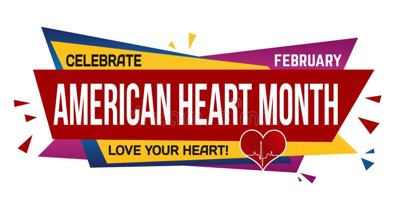 American Heart Month Banner Design Template. Vector Illustration of ...