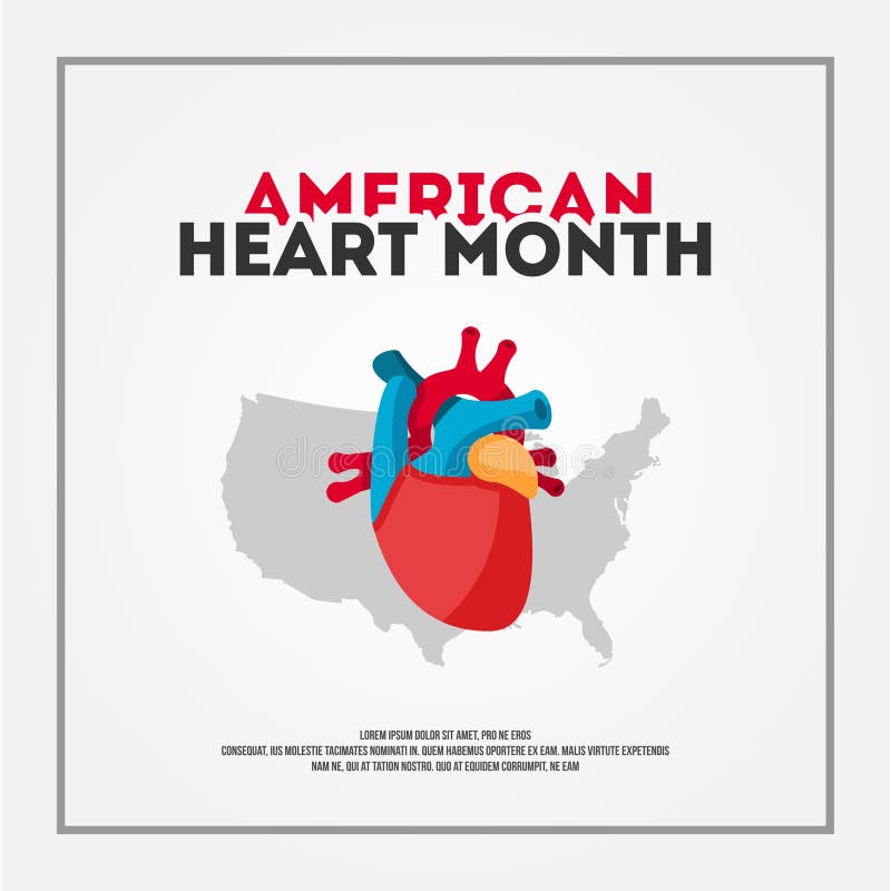 American Heart Month Vector Design for Banner or Background Stock ...