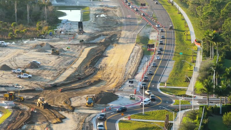 American Highway Road Under Construction. Development of Roundabout ...
