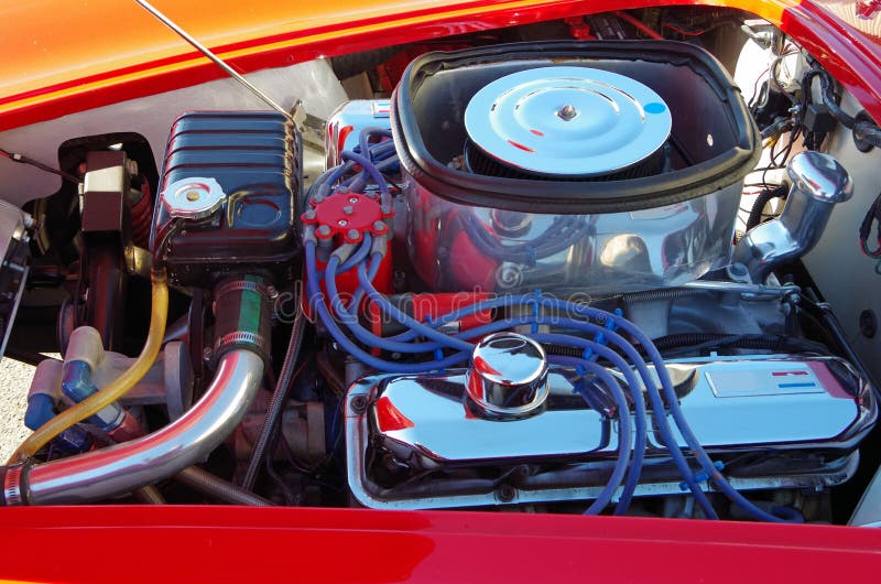 American Classic Car Hot Rod Engine Stock Photo - Image of engine ...