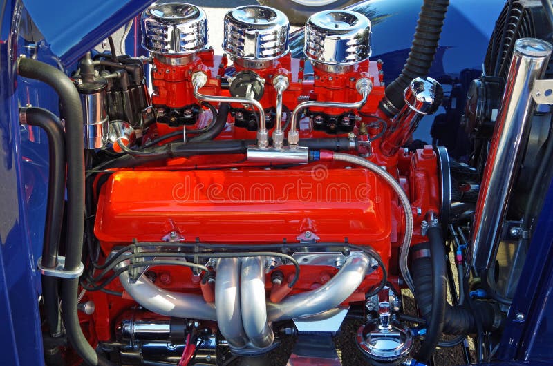 American Classic Car Hot Rod Engine Stock Photo - Image of engine ...