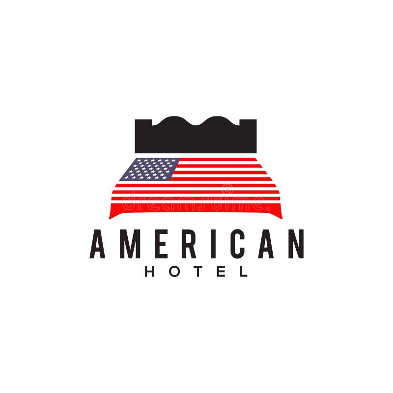 American Hotel Logo with Bed Icon Template Stock Vector - Illustration ...