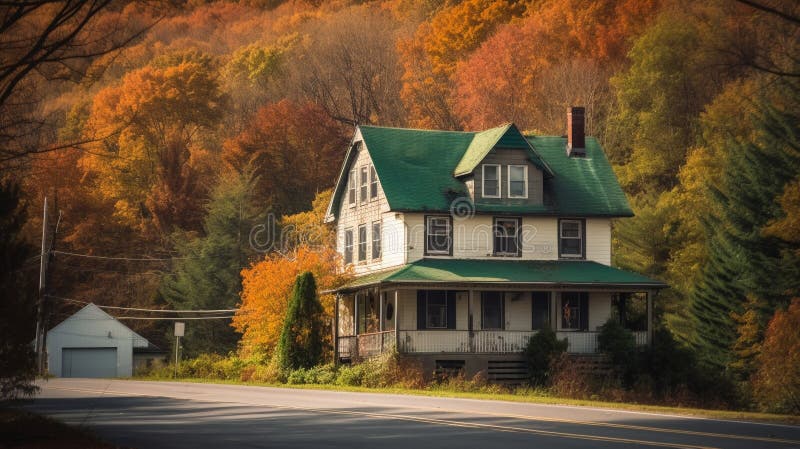 American House, in the Fall. AI Generated Stock Illustration ...