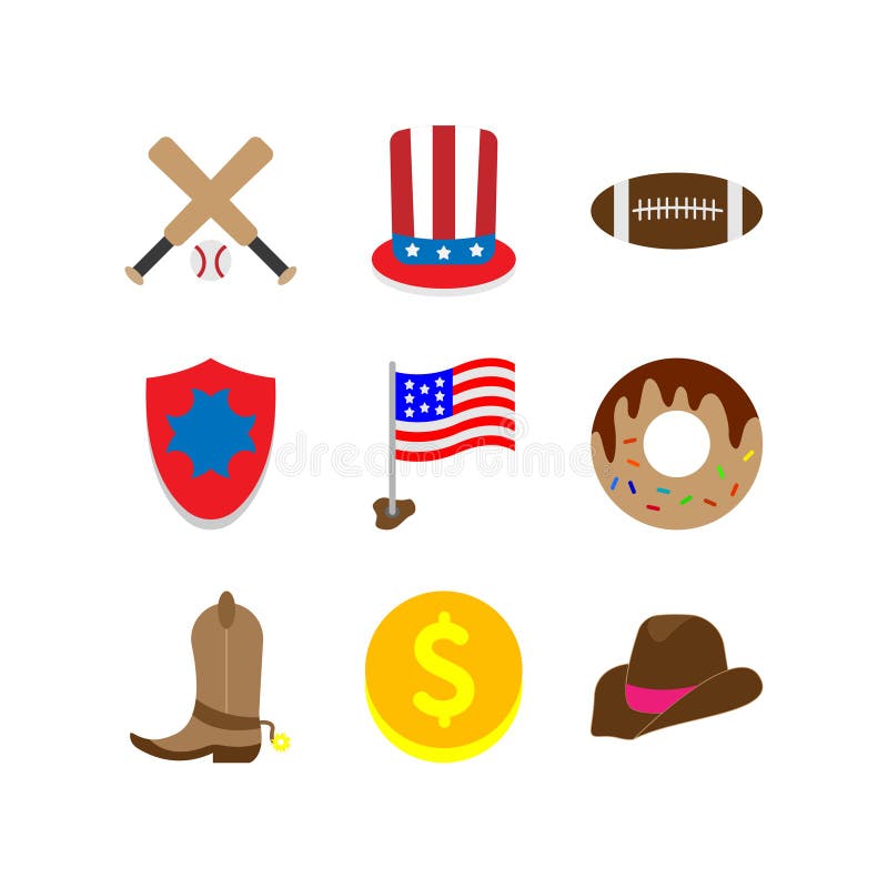 American icon set stock illustration. Illustration of helmet - 98224375