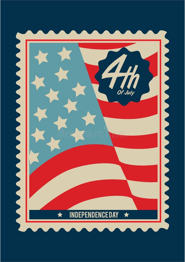 American Independence Day Postage Stamp. Vector Illustration Decorative ...