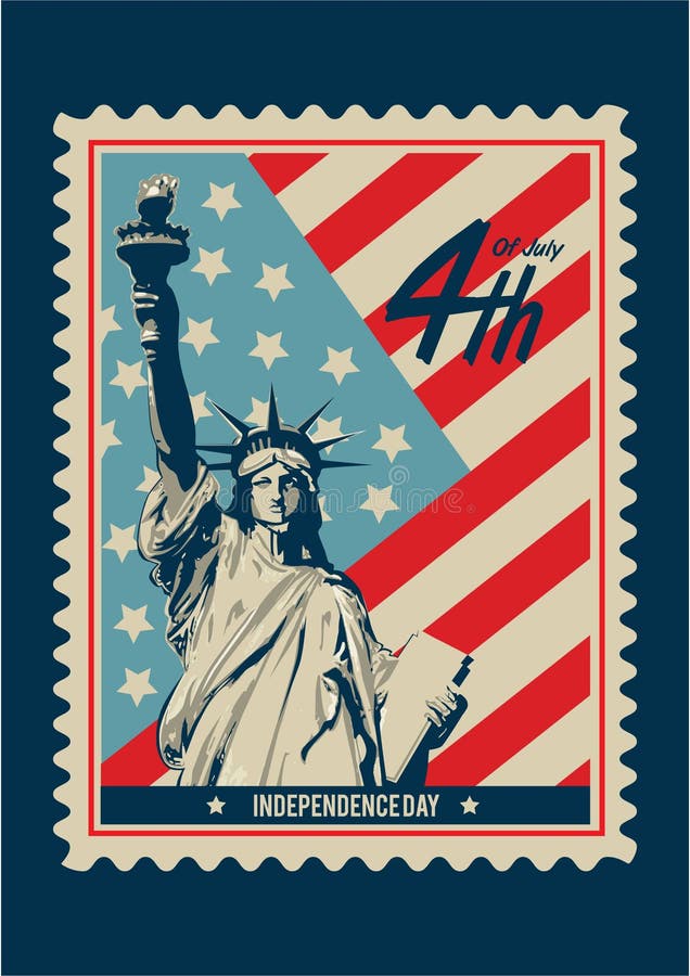 American Independence Day Postage Stamp. Vector Illustration Decorative ...