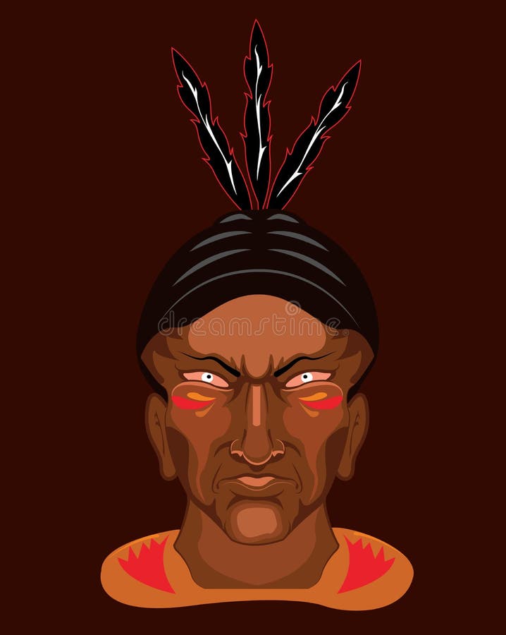 American Indian Chief Front Face. Stock Vector - Illustration of ...