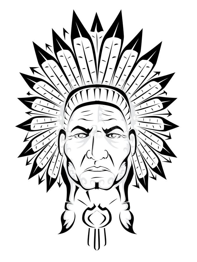 Indian Chief Mascot Cartoon Vector Logo Stock Vector - Illustration of ...