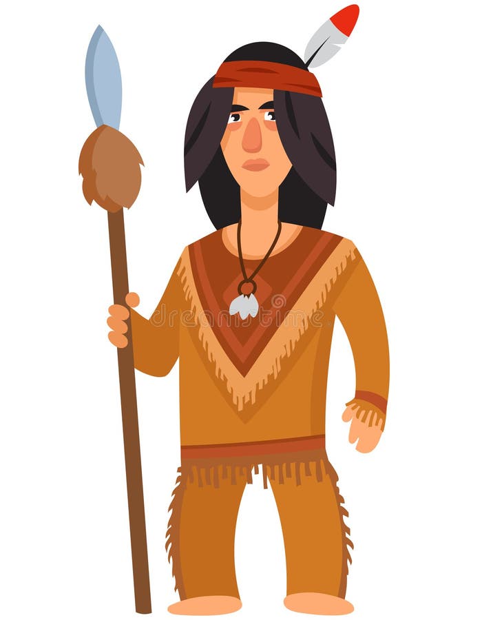 Native American Indian Holding Spear Stock Illustrations – 37 Native ...