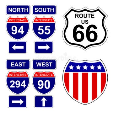 American Interstate signs stock vector. Illustration of indication ...