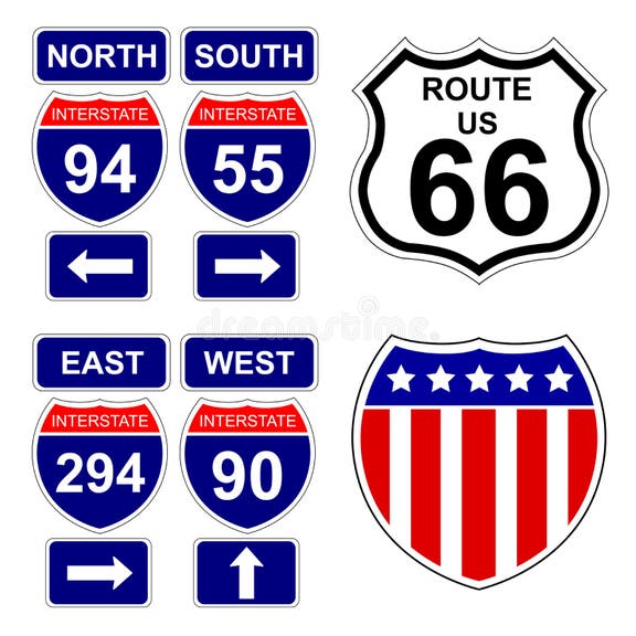 American Interstate signs stock vector. Illustration of indication ...