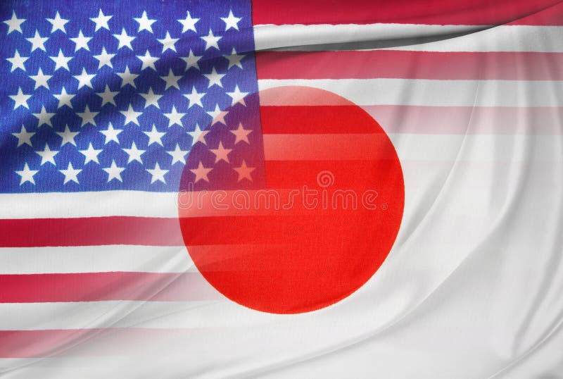American and Japanese Flags Stock Illustration - Illustration of flags ...