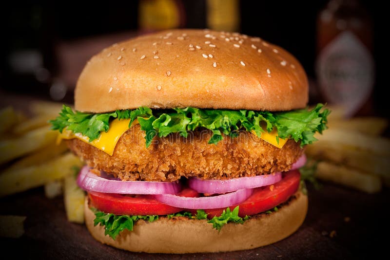 American Juicy Burger with Chees Stock Image - Image of tasty, meat ...