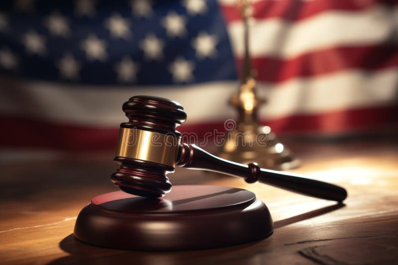 American Justice Gavel and American Flag Symbolizing Law, Order, and ...