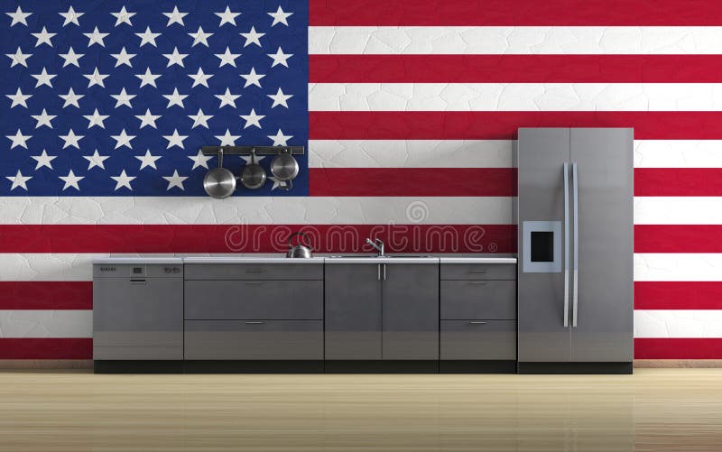 American kitchen stock illustration. Illustration of wall - 24255827