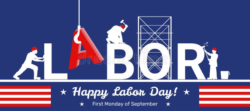 American Labor Day Banner, Vector Invitation with Workers Day Stock ...