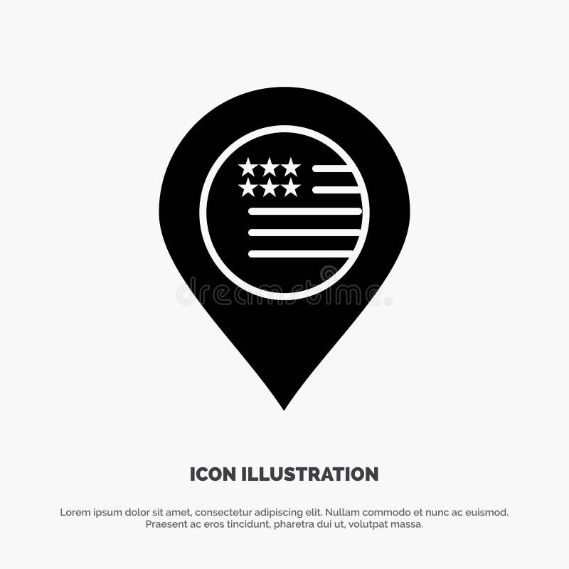 American, Location, Map, Sign Solid Glyph Icon Vector Stock Vector ...
