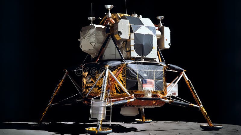 American Lunar Probe Standing on the Surface of the Moon. Scientific ...