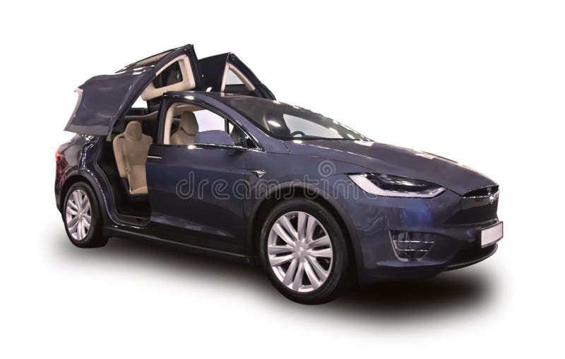 American Luxury Electric Car. White Background. Stock Image - Image of ...