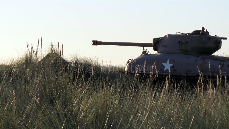 American M4 Sherman Tank on a Field in the Evening Stock Image - Image ...