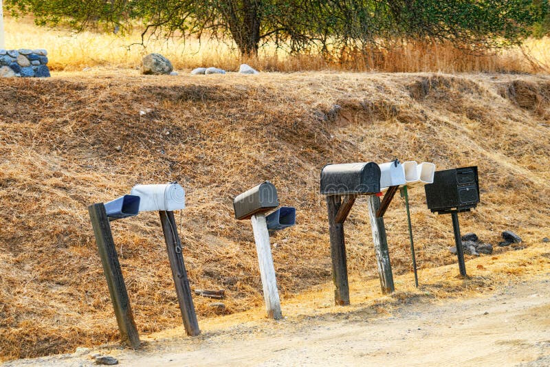 American Mailboxes Along Roads Stock Photo - Image of road, landmark ...