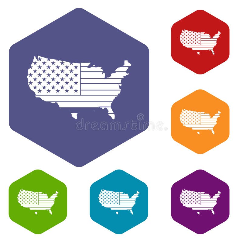 American Map Icons Set Hexagon Stock Vector - Illustration of kansas ...