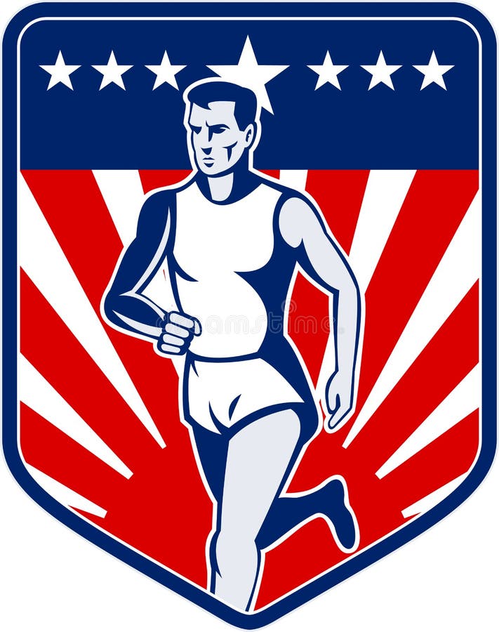 American Marathon Runner Stars Stripes Flag Stock Illustration ...