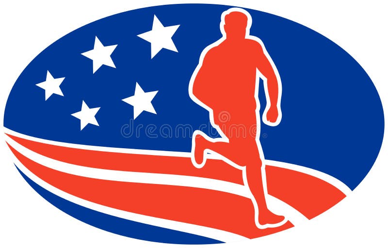 American Marathon Runner Stars Stripes Flag Stock Illustration ...