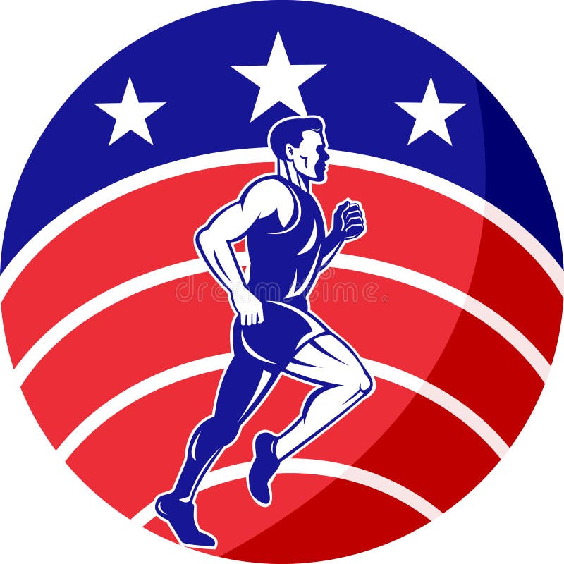 American Marathon Runner Stars Stripes Flag Stock Illustration ...