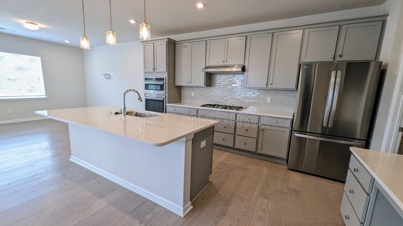 American Modern Home Kitchen Stock Image - Image of bathroom, cabinetry ...