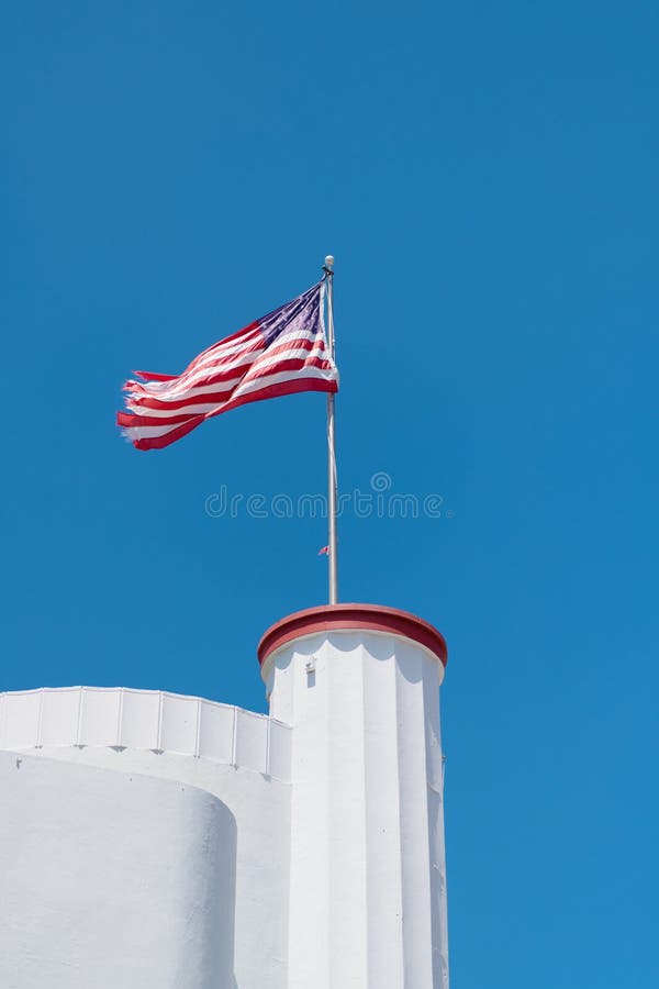 American National Flag on Top of Building. Independence Day Stock Photo ...