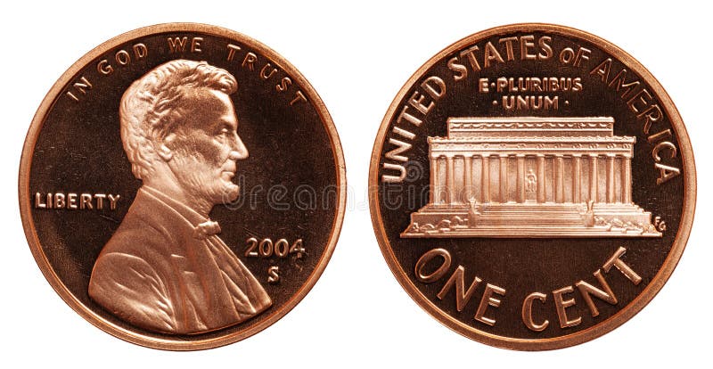 American One Cent Coin Isolated on White Background Stock Image - Image ...