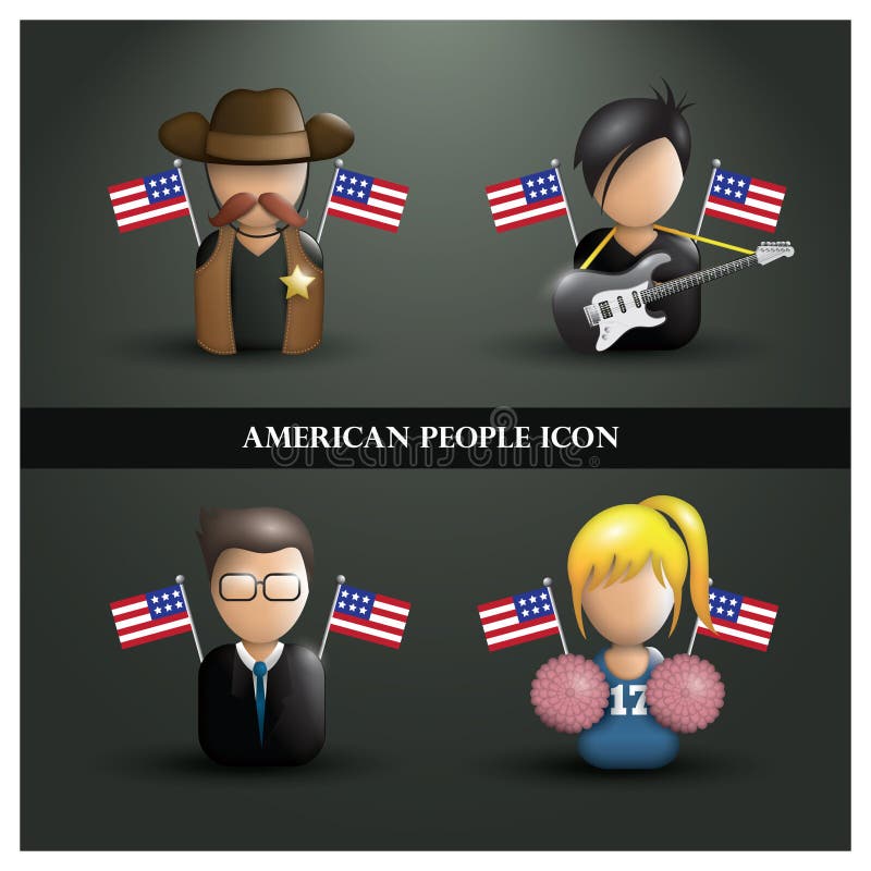 American People Icon Set. Vector Illustration Decorative Design Stock ...