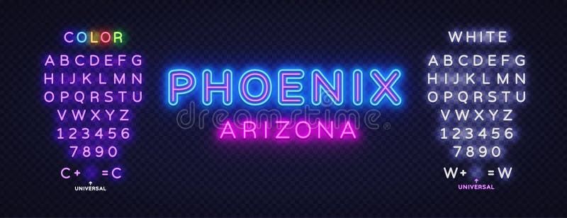 American Phoenix City Neon. Design Element. Editing Text Neon Sign ...