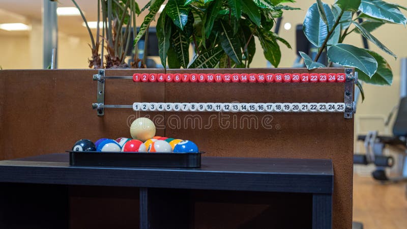 American Pool Scoreboards with Balls in the Triangle Stock Photo ...