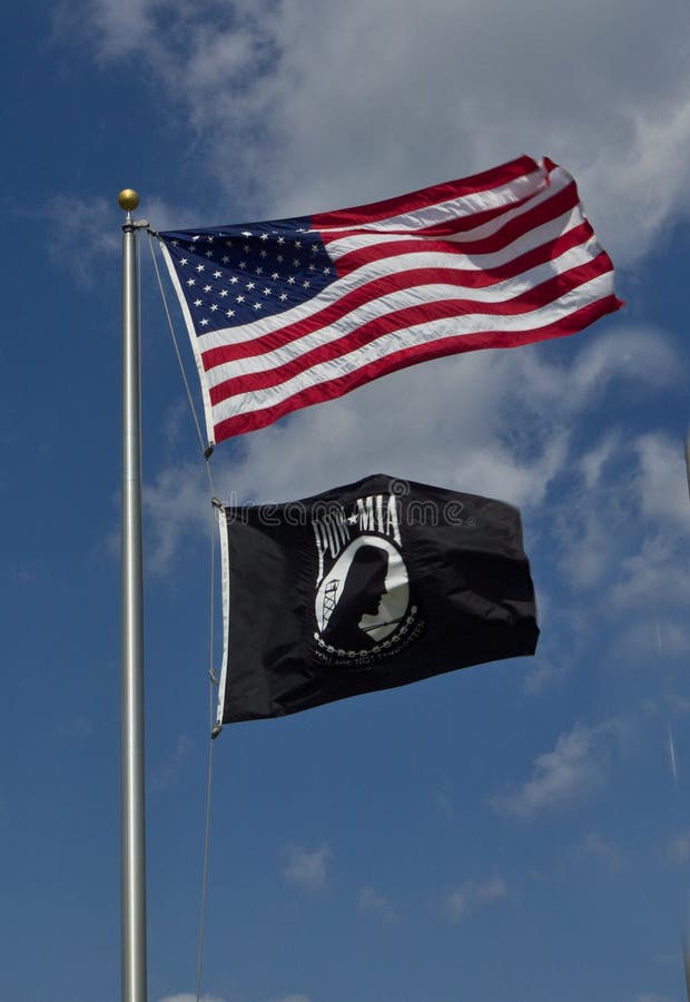 USA Flag and POW/MIA Flags stock image. Image of flying - 16425887