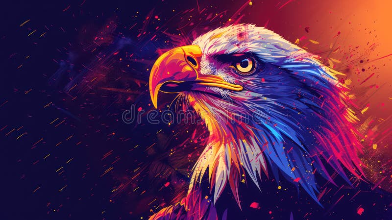 American Pride: Bald Eagle with Flag and Fireworks on 4th of July Stock ...