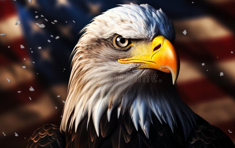 American Pride Bald Eagle Head with USA Flag Background Stock ...