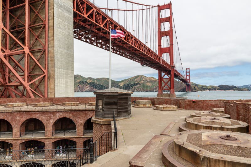 American Pride Golden Gate Bridge & Fort Point Roof Top Stock Image ...
