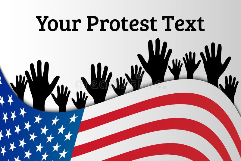 American Protest Illustration with Flag and Hands Stock Vector ...