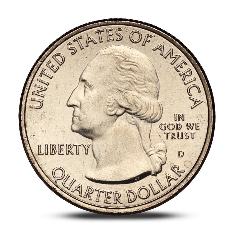 American Quarter Dollar Coin from 1965 Stock Photo - Image of whip ...