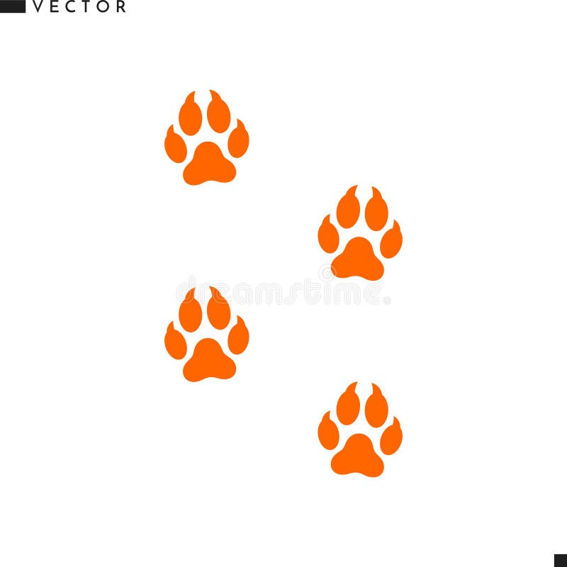 American Red Fox Paw Print Silhouette Stock Illustration - Illustration ...
