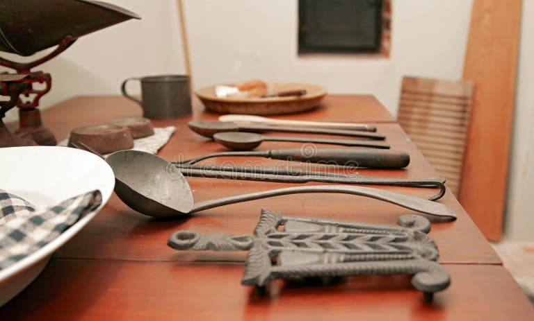 American Revolution Kitchen Stock Image - Image of reenactment, table ...
