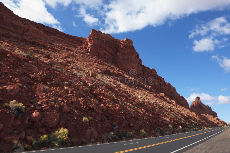 The American Road between Rocks Stock Photo - Image of street, rock ...