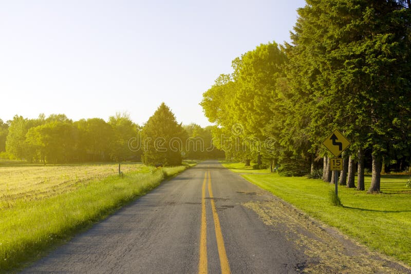 American Road with SunLight Stock Photo - Image of landscape, iowa ...